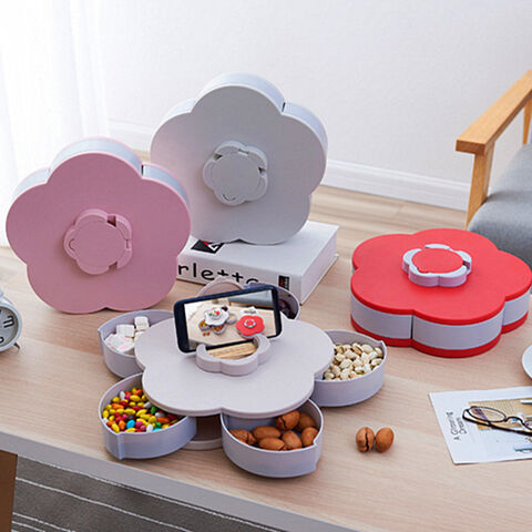 China Rotating Candy Dried Fruits Box Flower Shape Snack Container with ...