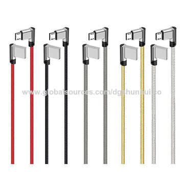 ChinaNew arrival fabric braided 90-degree L-shaped micro USB cable for ...