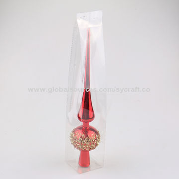 China Red Plastic Christmas Tree Topper Calabash with Painted on Global ...