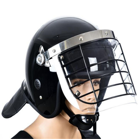 China High performance protective face steel mesh riot helmet on Global ...