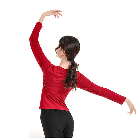 China Ballet Dance Tops Women Modal Round Neck Ballet Yoga Modern ...