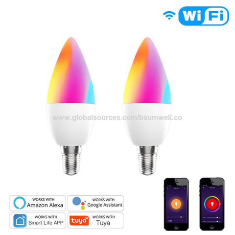 China E14 E12 Smart WiFi Light Bulb 5W RGB+W+C Dimmable LED Lamp 100 ...