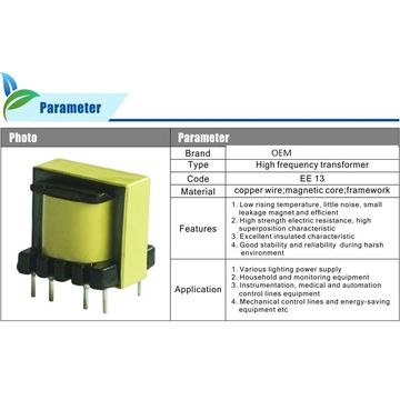 EE13 Coil EE16 EE19 EE25 High-frequency Ferrite Core High-voltage Transformer | Global Sources