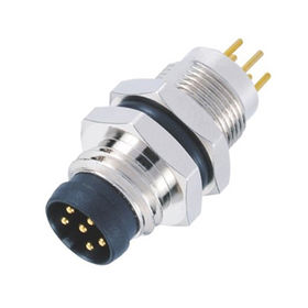 M8 5-pin B-coding male righ angled rear mounting panel mount connector ...