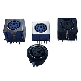 Mini DIN socket connector with 4pins, right angle type and vertical ...