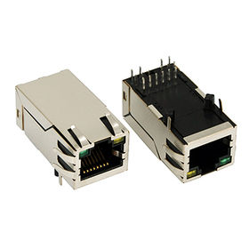 China Low profile RJ45 connector tab-down shielded with LEDs H=9.8mm on ...